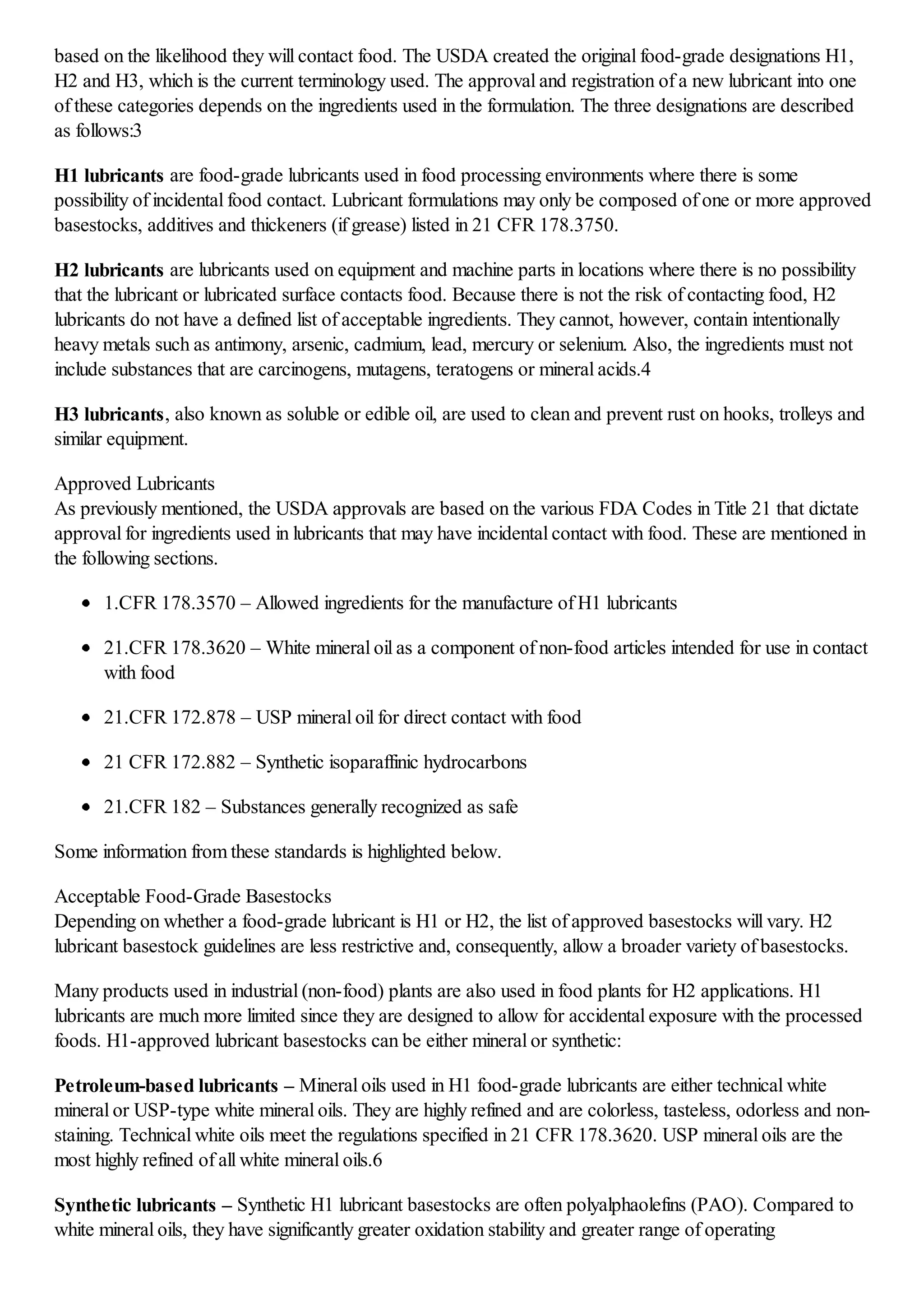 The basics of food grade lubricants | PDF