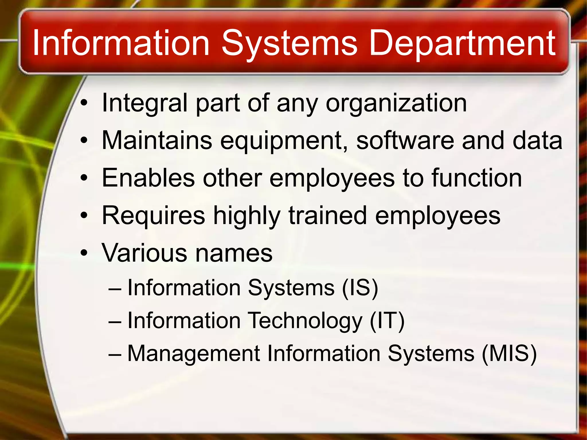 The basics of information systems | PPT