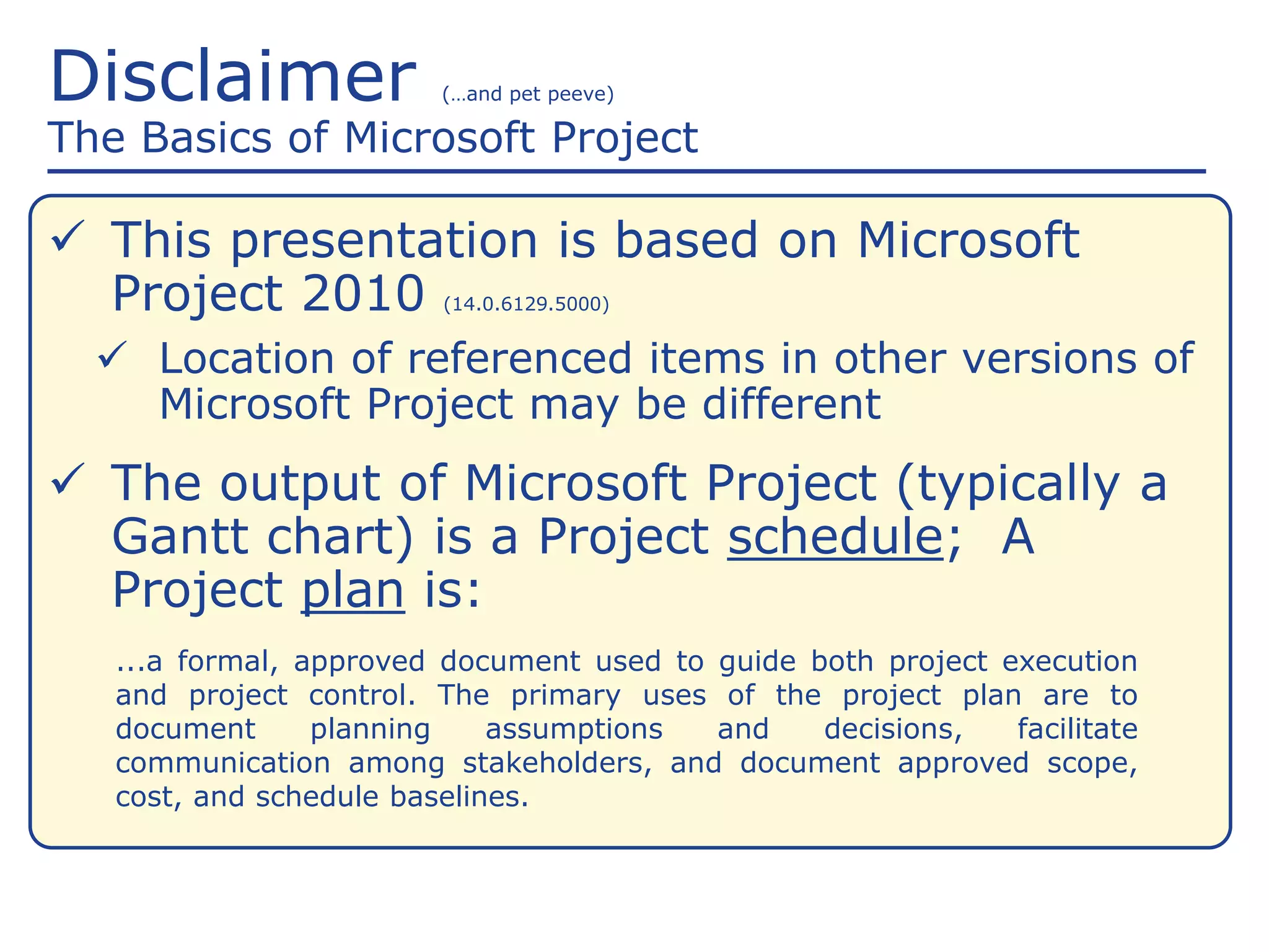 The Basics of Microsoft Project - Step 1 | PPT