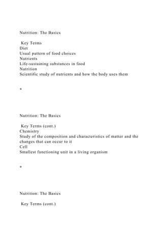 The Basics of Nutrition Chapter 1Quiz Y.docx