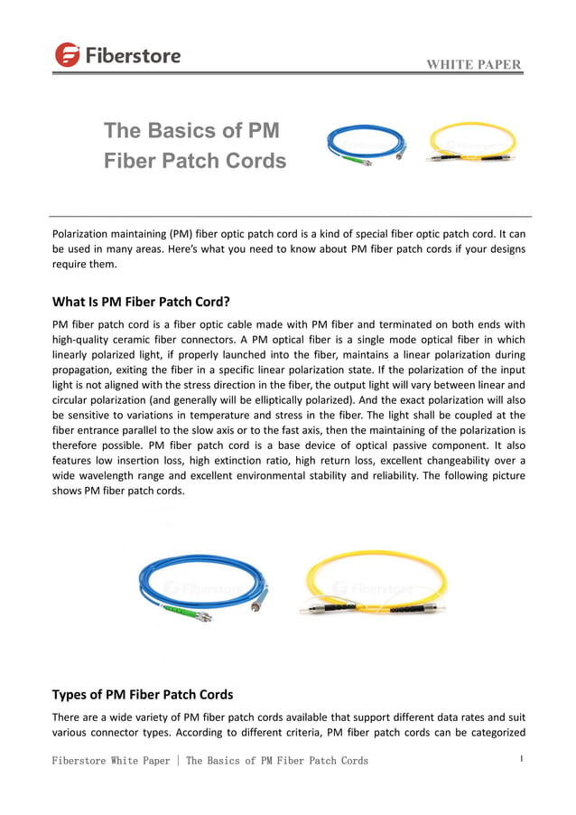 The Basics of PM Fiber Patch Cords | PDF | Physics | Science