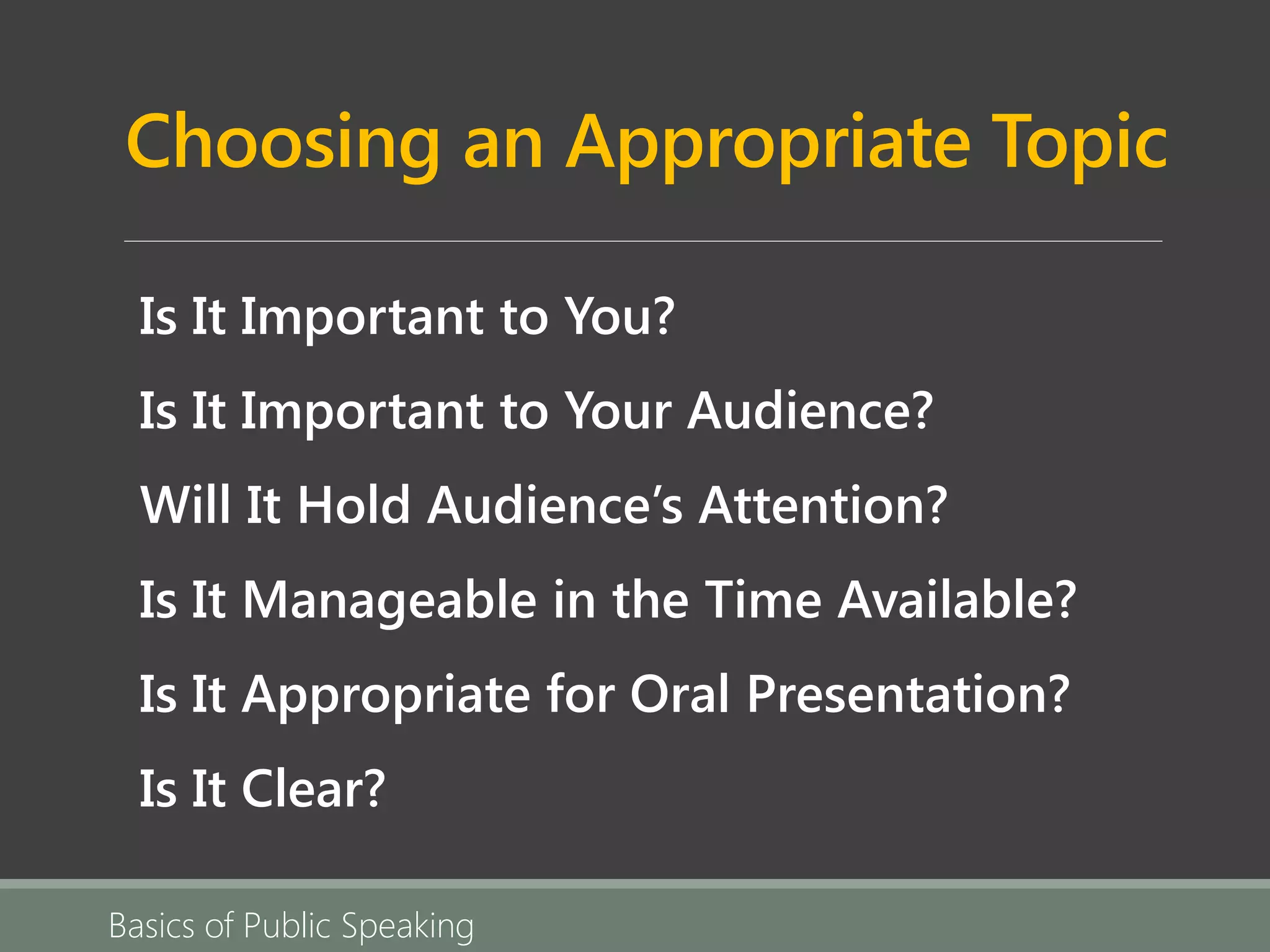 The Basics of Public Speaking | PDF