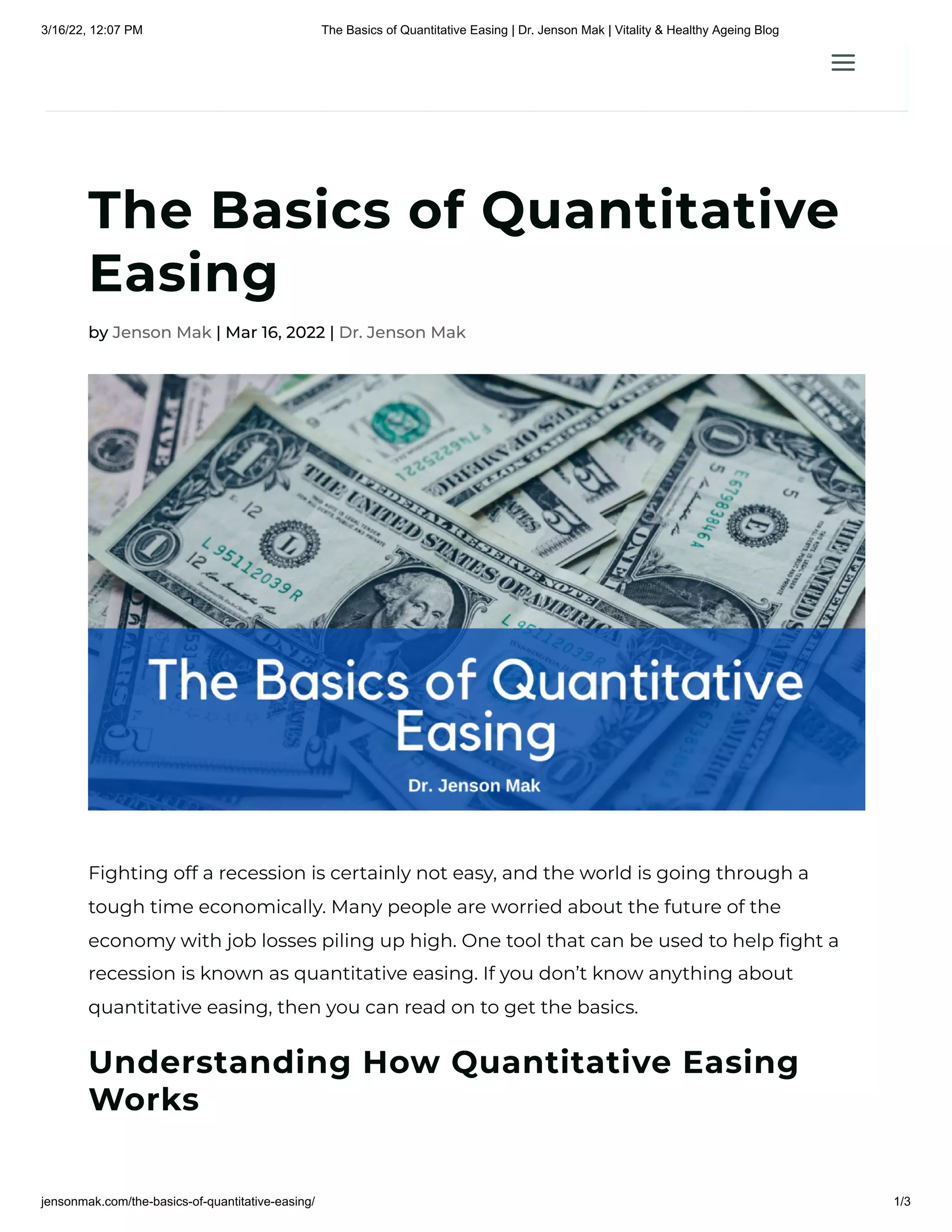 The Basics of Quantitative Easing | PDF