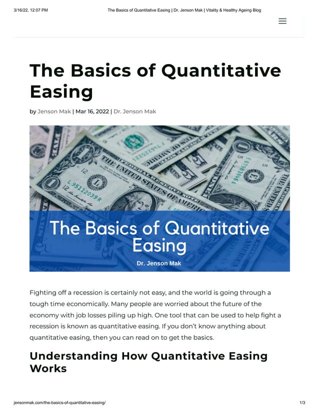 The Basics of Quantitative Easing | PDF