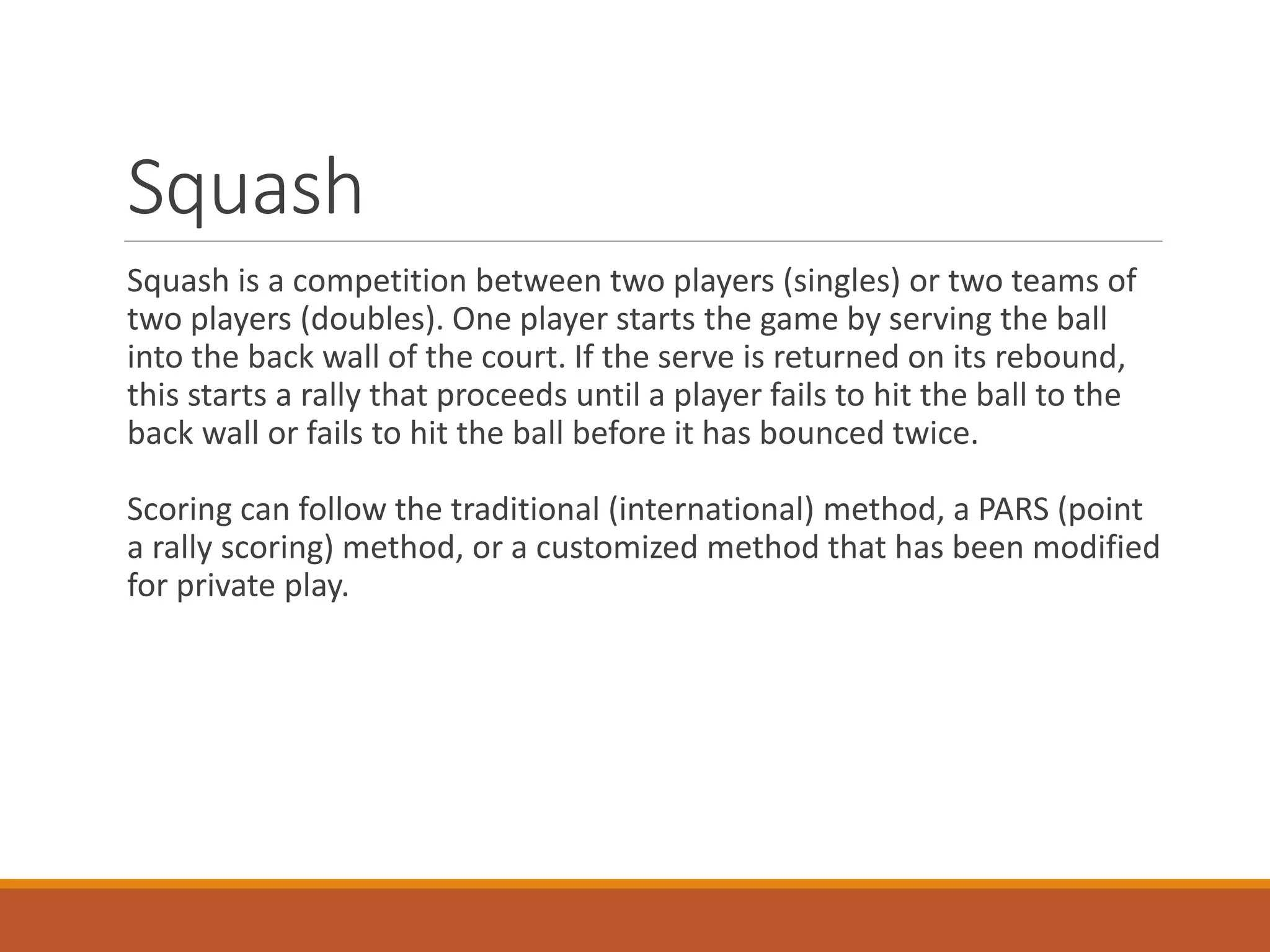 The Basics of Squash | PPT