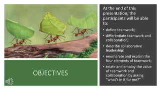 The basics of teamwork and collaboration wbt | PPTX