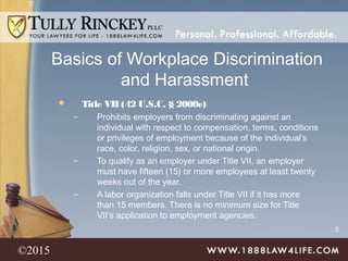 The Basics of Workplace Discrimination and Harassment - Tully Rinckey PLLC CLE | PPT