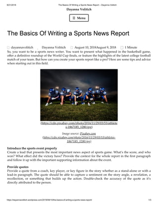 The basics of writing a sports news report | PDF