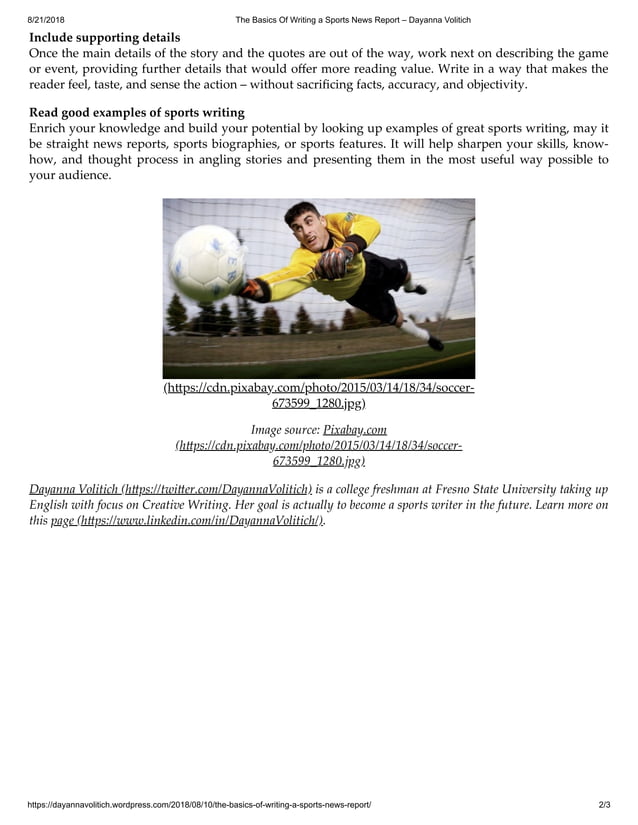 The basics of writing a sports news report | PDF