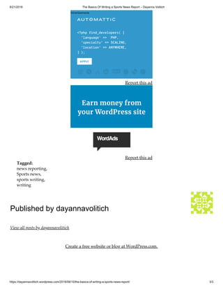 The basics of writing a sports news report | PDF