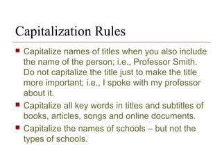 The Basics: Punctuation, Capitalization, and Numbers | PPT