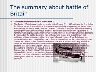 The Battle Of Britain | PPT