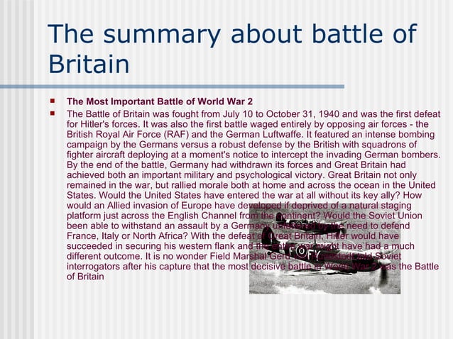 The Battle Of Britain | PPT