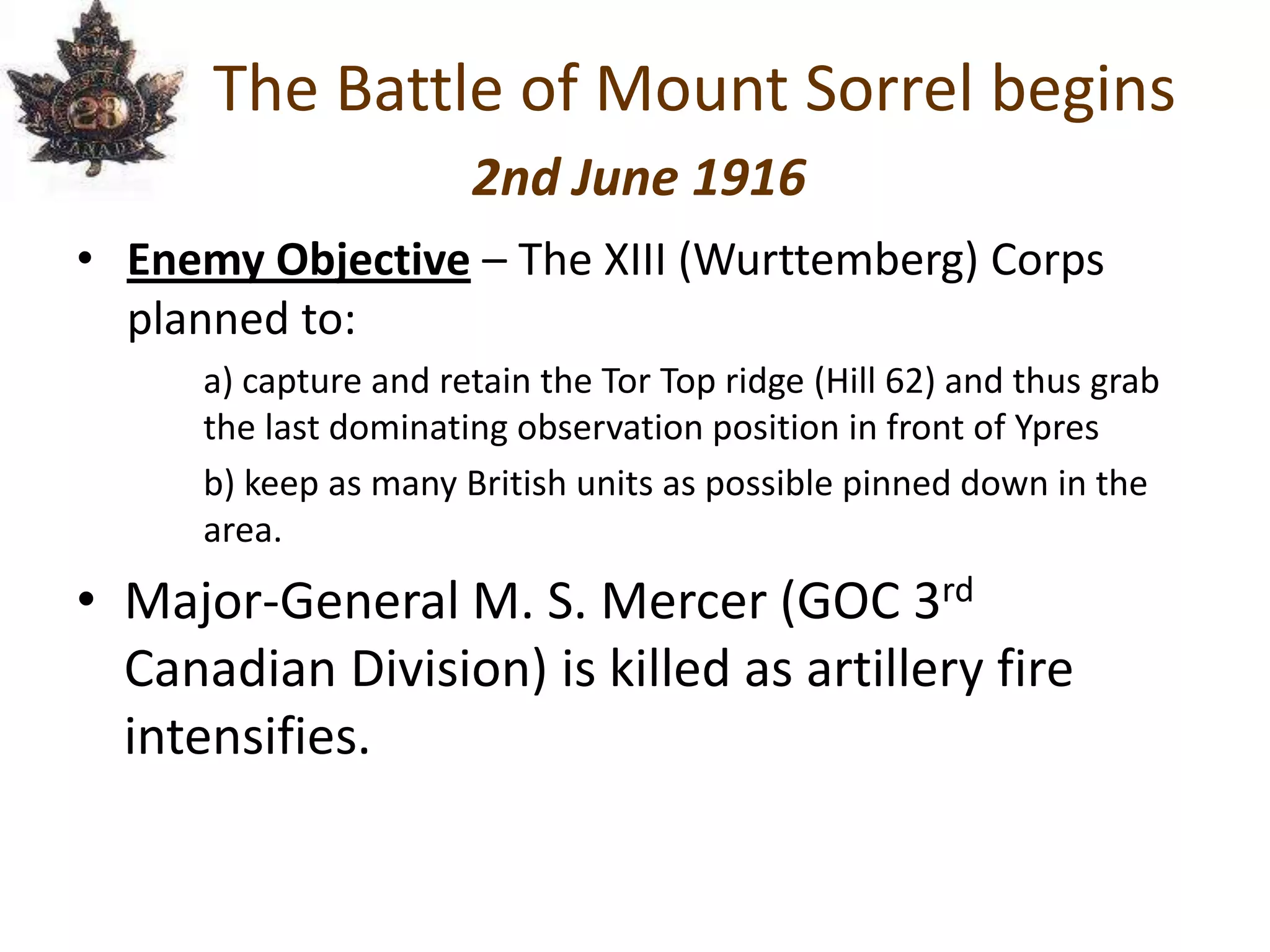 The Battle of Mount Sorrel | PPTX