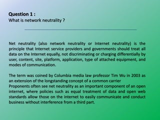 The battle over net neutrality | PPTX | Internet Service Providers ...