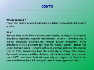 The battle over net neutrality | PPTX | Internet Service Providers ...