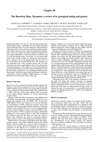 The Bawdwin Mine, Myanmar: a review of its Geological setting and ...