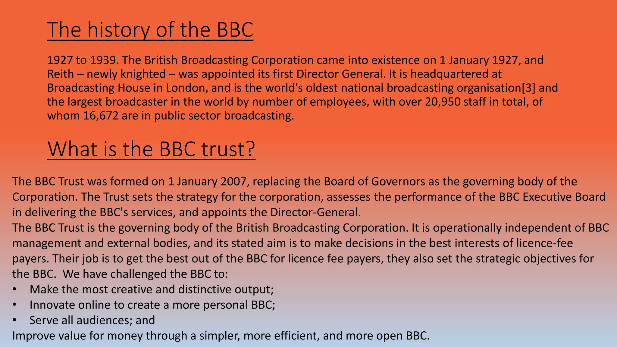 The bbc | PPTX | Public Radio | Talk Radio