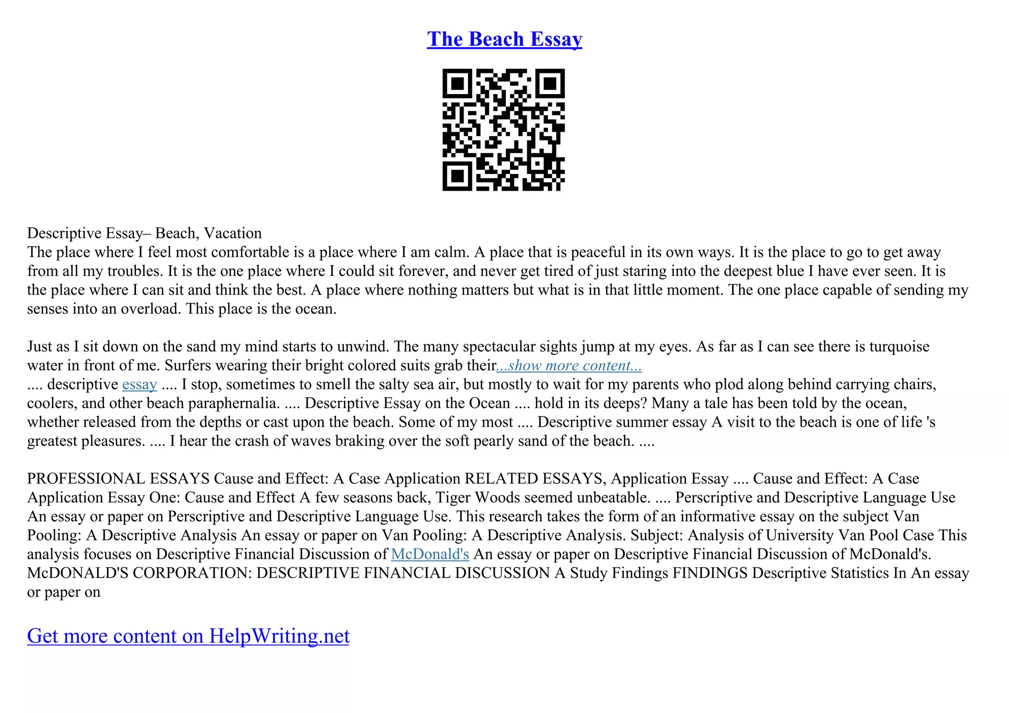 The Beach Essay | PDF