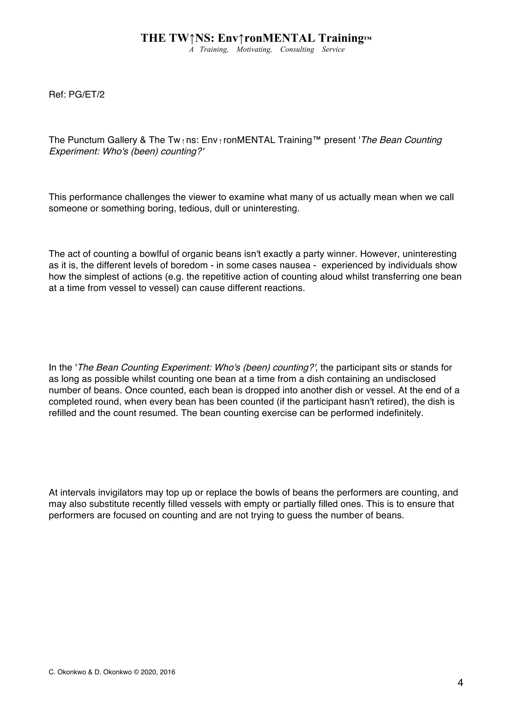 'The Bean Counting Experiment: Who's (been) counting?' | PDF