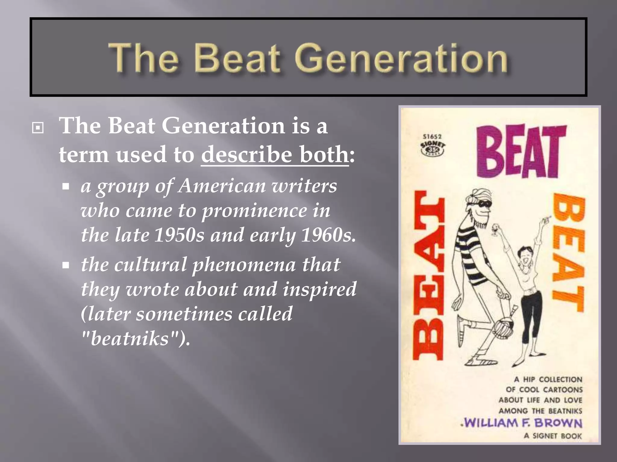 The beat generation 1940s 1950s powerpoint | PPTX