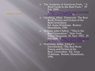 The beat generation 1940s 1950s powerpoint | PPTX