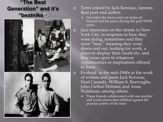 The beat generation 1940s 1950s powerpoint | PPTX