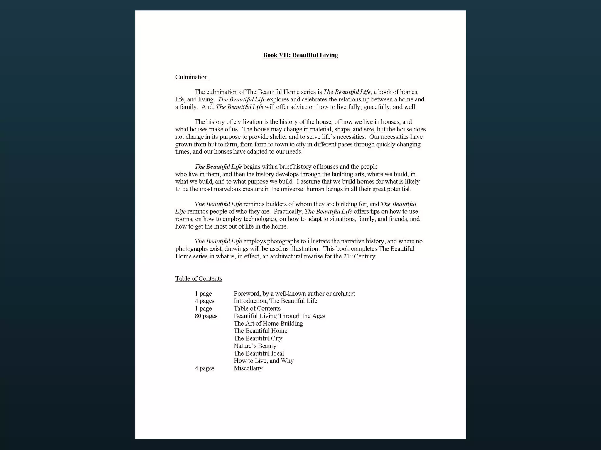 The Beautiful Home, Proposal Summary | PDF