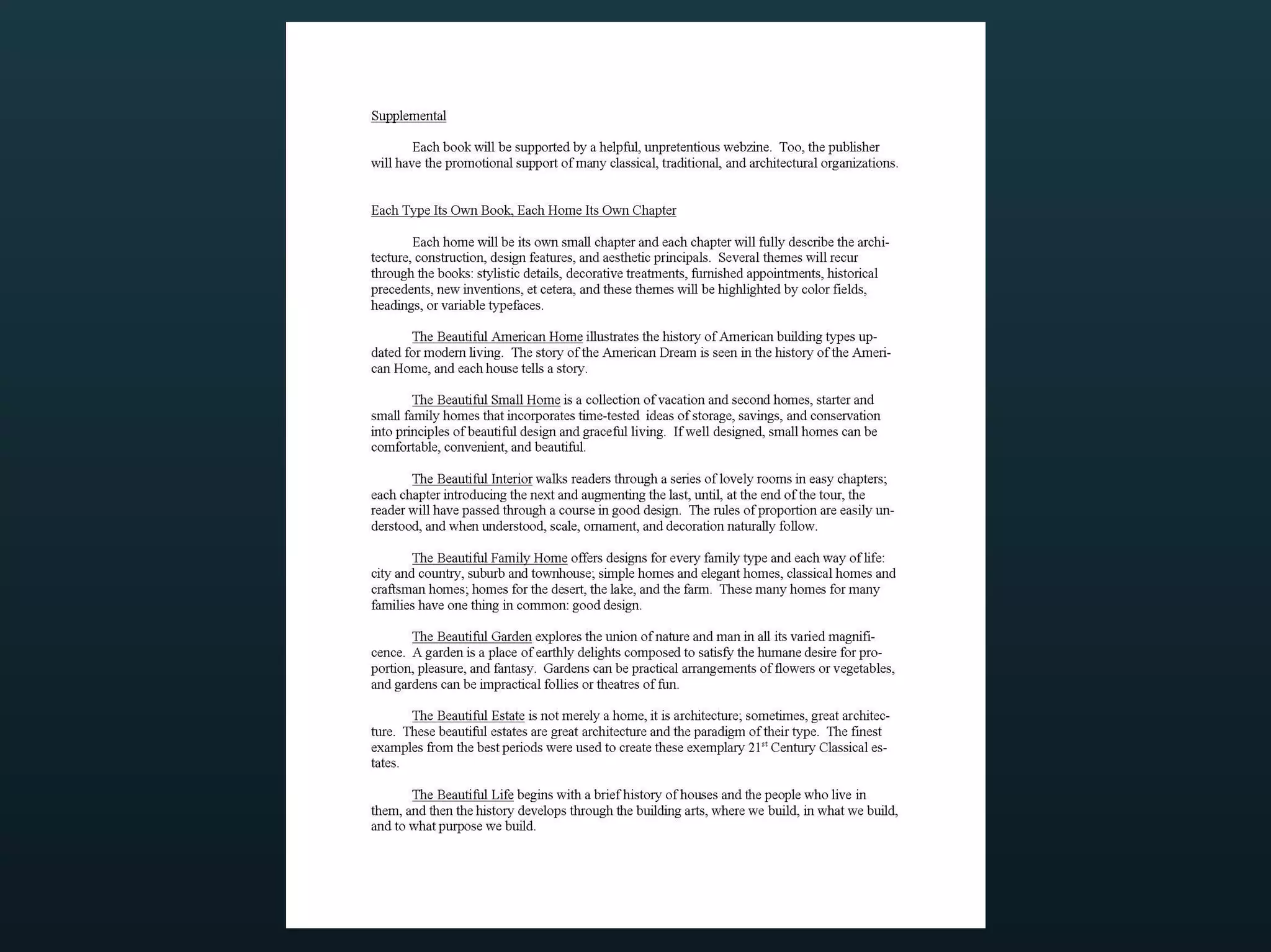 The Beautiful Home, Proposal Summary | PDF