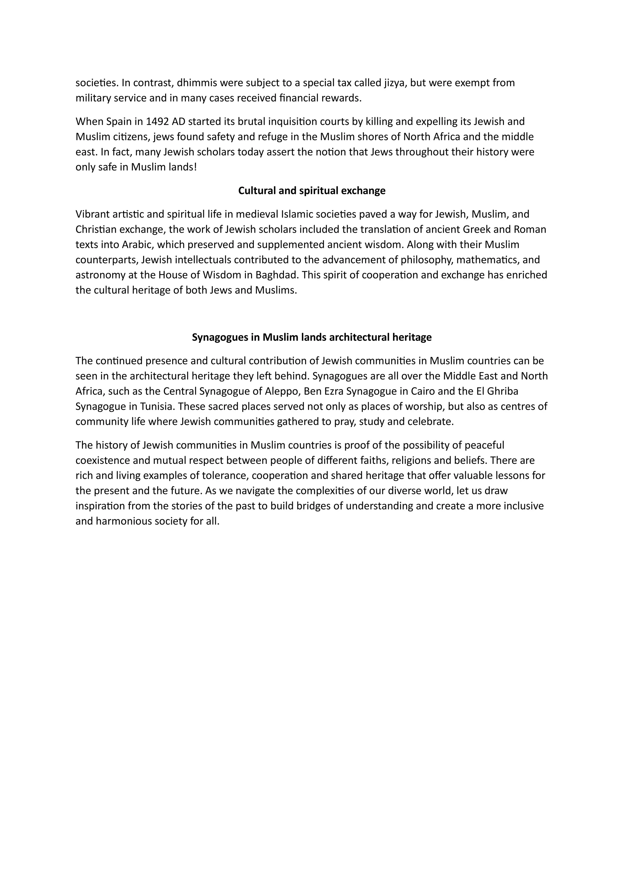 The Beautiful Jewish history in Muslim lands | DOCX