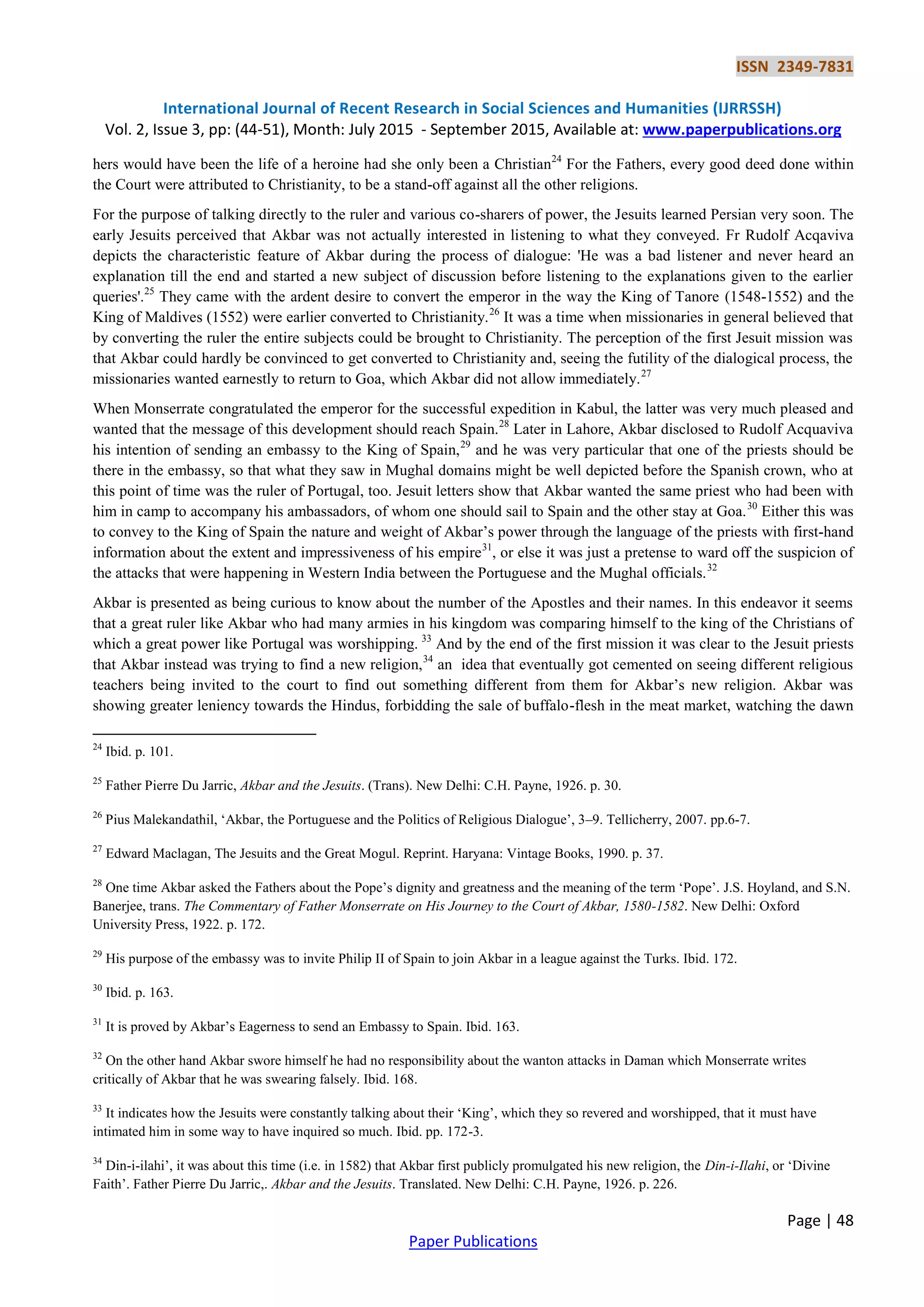 THE BEGINNING OF THE JESUIT MISSION, THEIR PERCEPTION OF AKBAR IN THE ...
