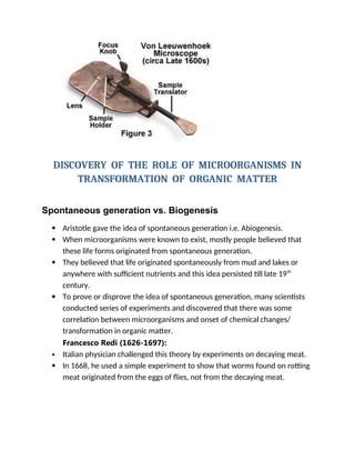 The beginnings of Microbiology (discovery, development, scope ...