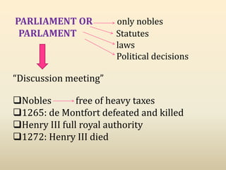 The beginnings of parliament | PPTX