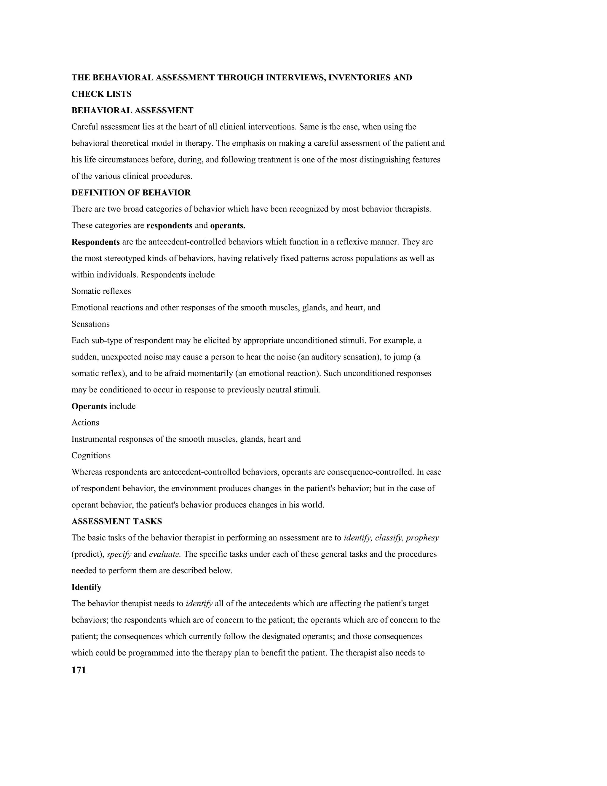 The behavioral assessment through interviews | DOCX