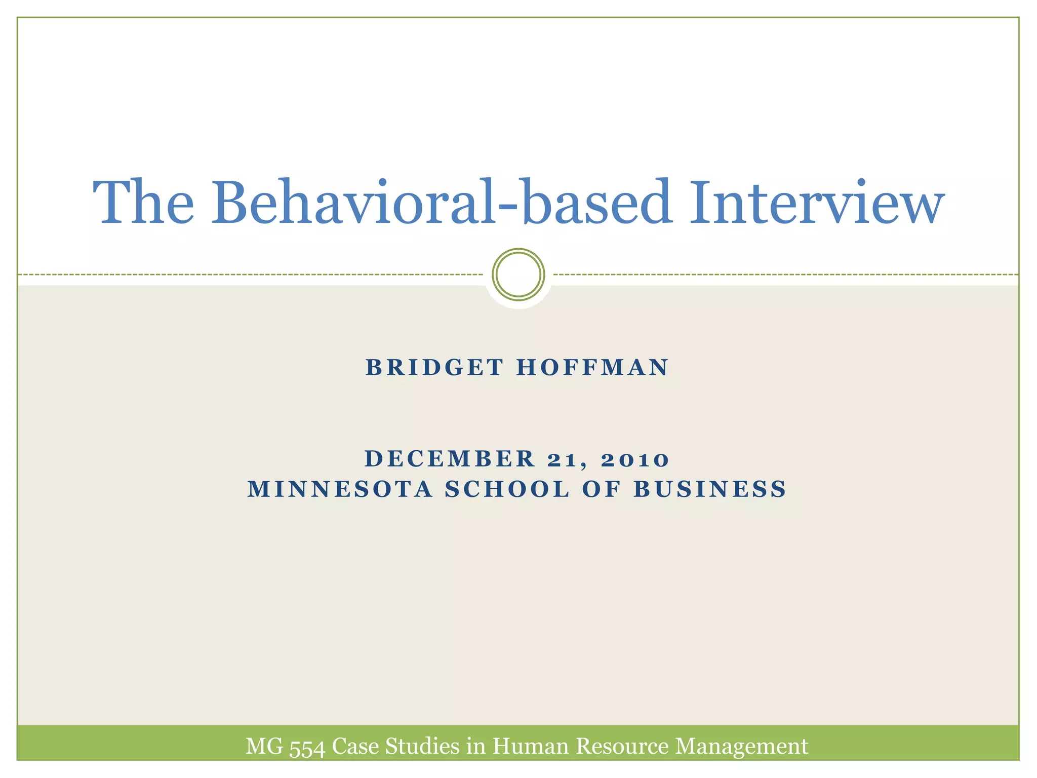 The Behavioral Based Interview | PPTX | Resume Writing and Advice | Job ...