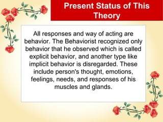 The behavioristic theory | PPT