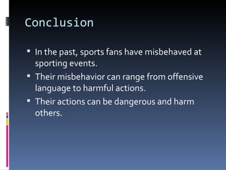 The behavior of sports fans powerpoint | PPT