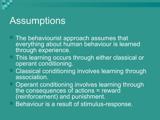 PSYA2 - The Behaviourist Approach | PPT