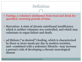 The Benefit of Fasting in Neurological Disorders | PPT