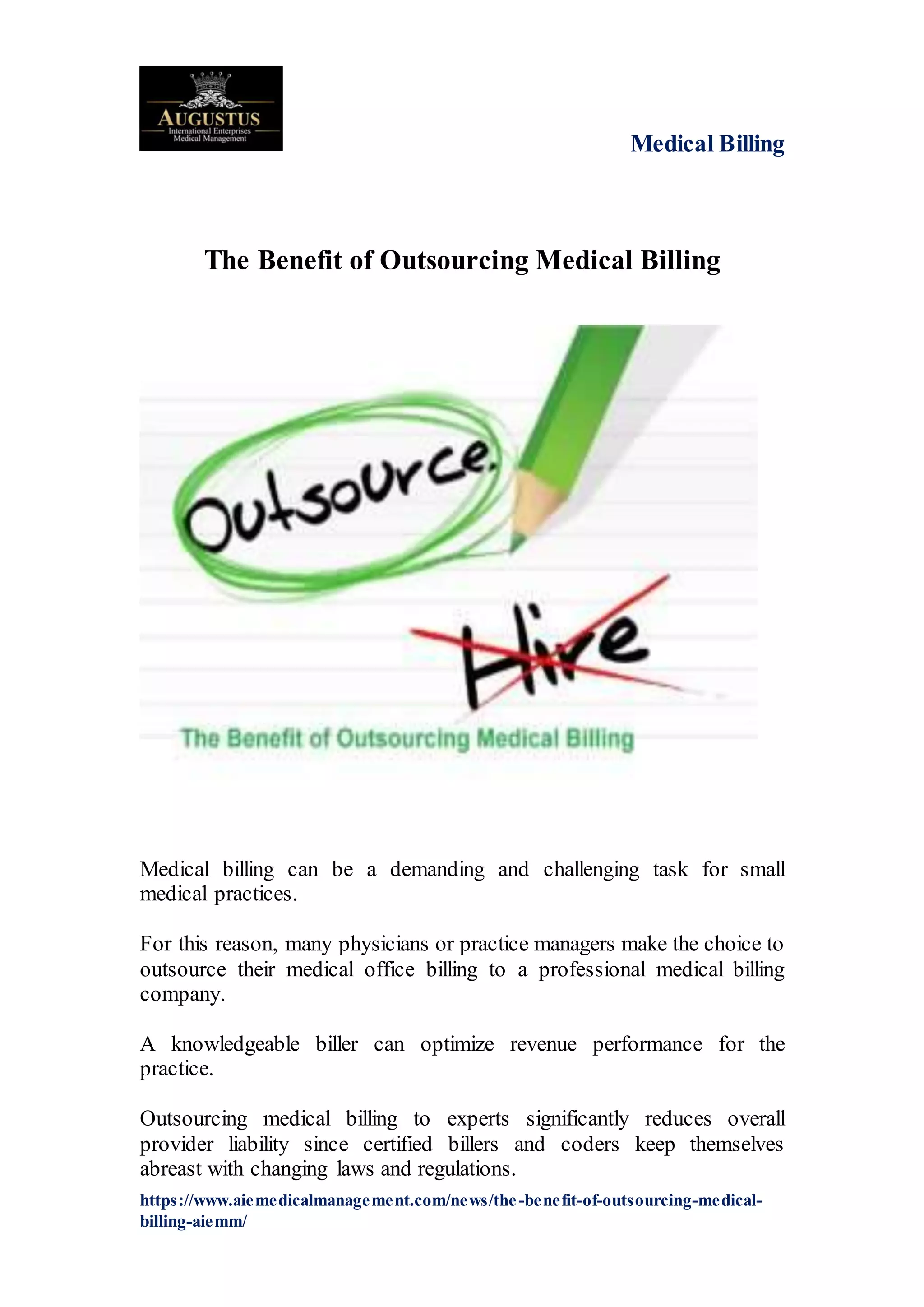 The benefit of outsourcing medical billing | PDF