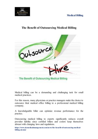 The benefit of outsourcing medical billing | PDF