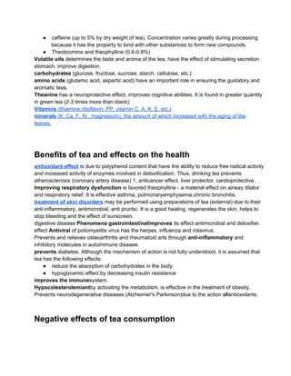 The benefits and risks of tea consume | PDF