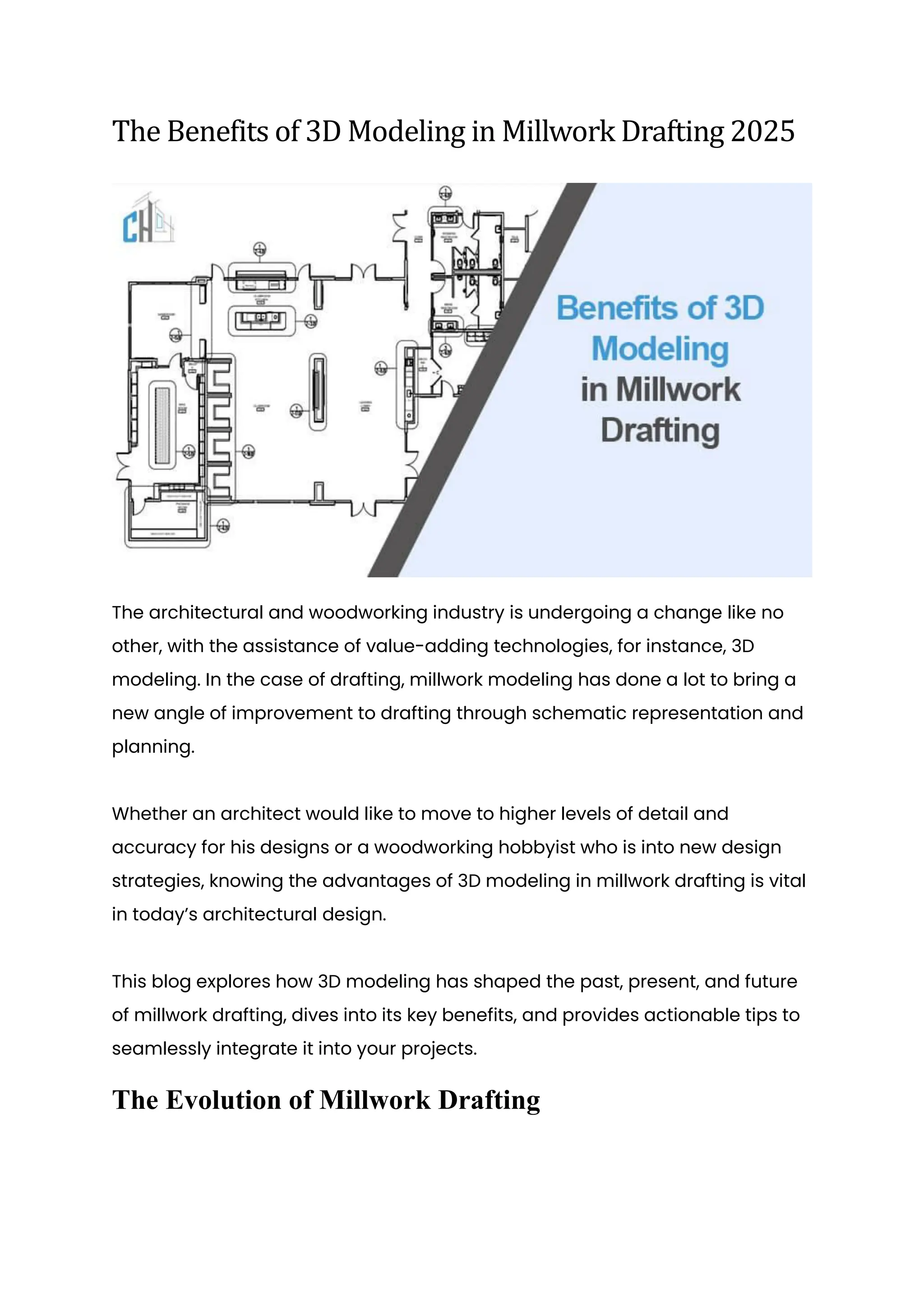 The Benefits of 3D Modeling in Millwork Drafting 2025 | PDF