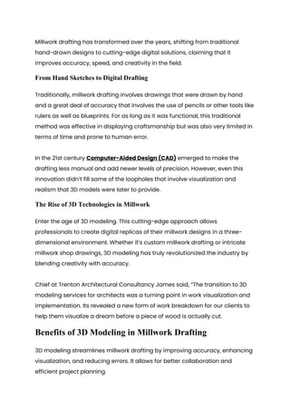 The Benefits of 3D Modeling in Millwork Drafting 2025 | PDF