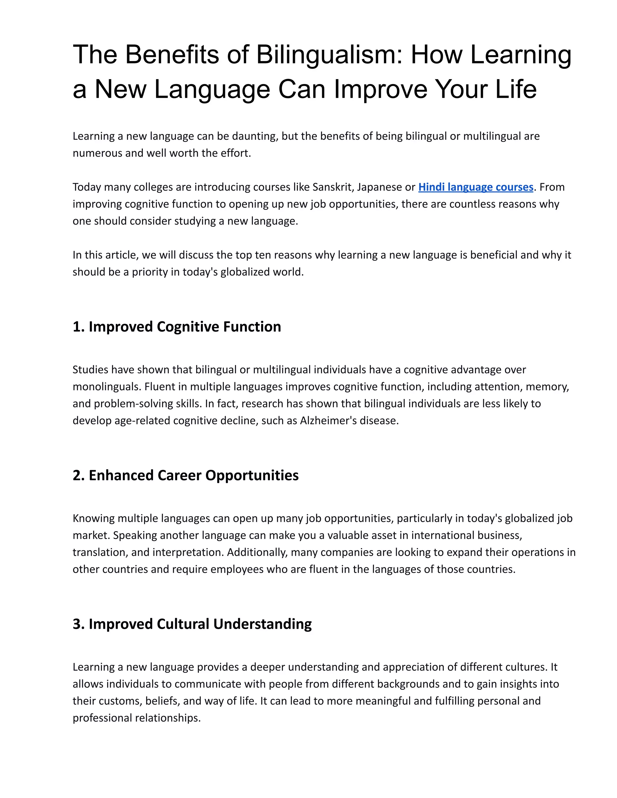 The Benefits of Bilingualism: How Learning a New Language Can Improve ...