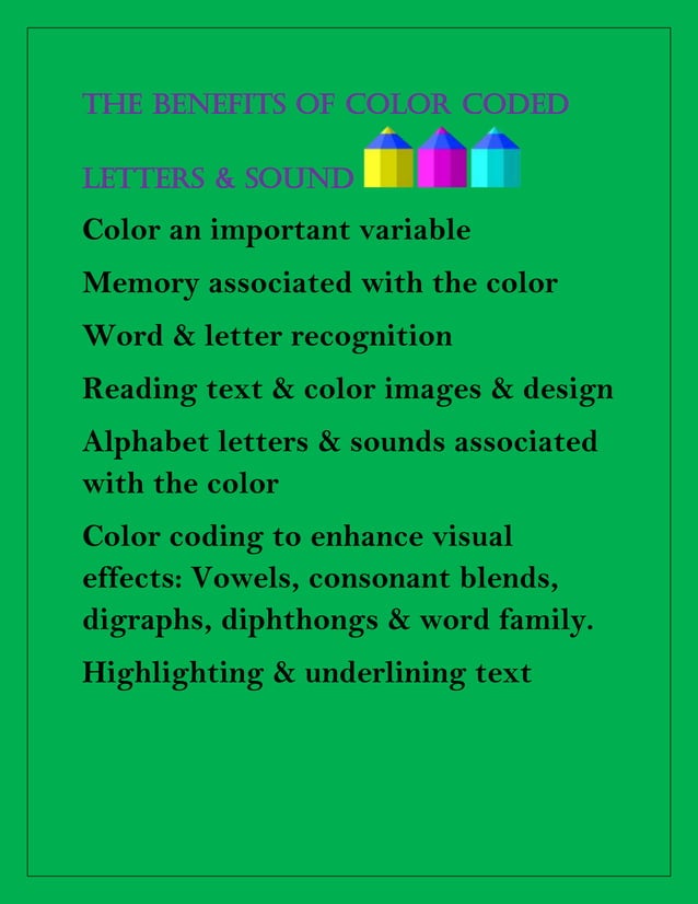 The Benefits of Color Coded Letters. Docx4 (1) | PDF