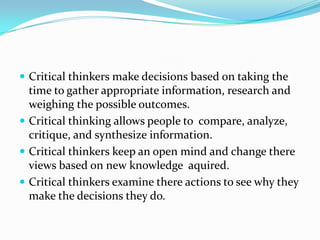 The benefits of critical thinking | PPTX