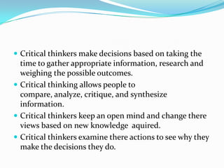 The benefits of critical thinking | PPTX