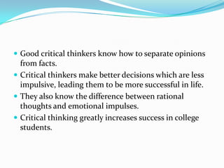 The benefits of critical thinking | PPTX