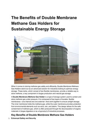The Benefits of Double Membrane Methane Gas Holders for Sustainable ...